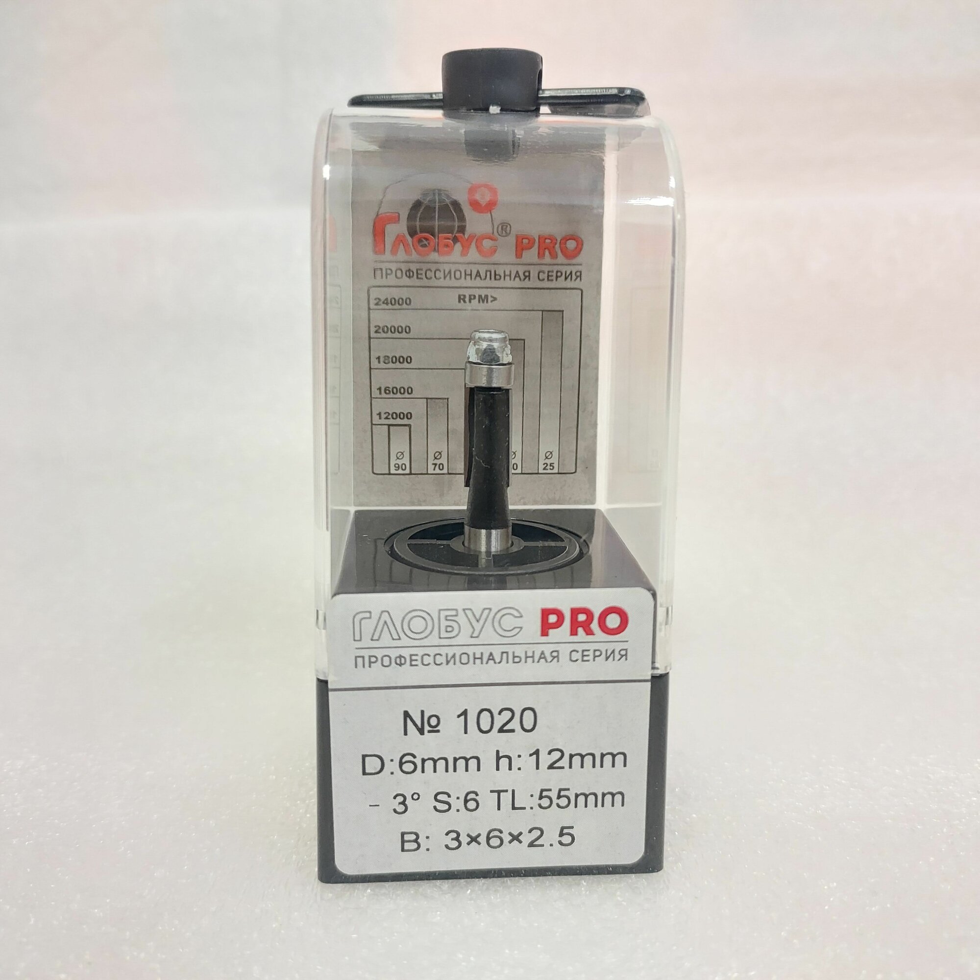 Фреза обгонная с (ниж подш) наклон лезвие Глобус 1020 PRO D:6mm I:12mm d:6mm TL:55mm