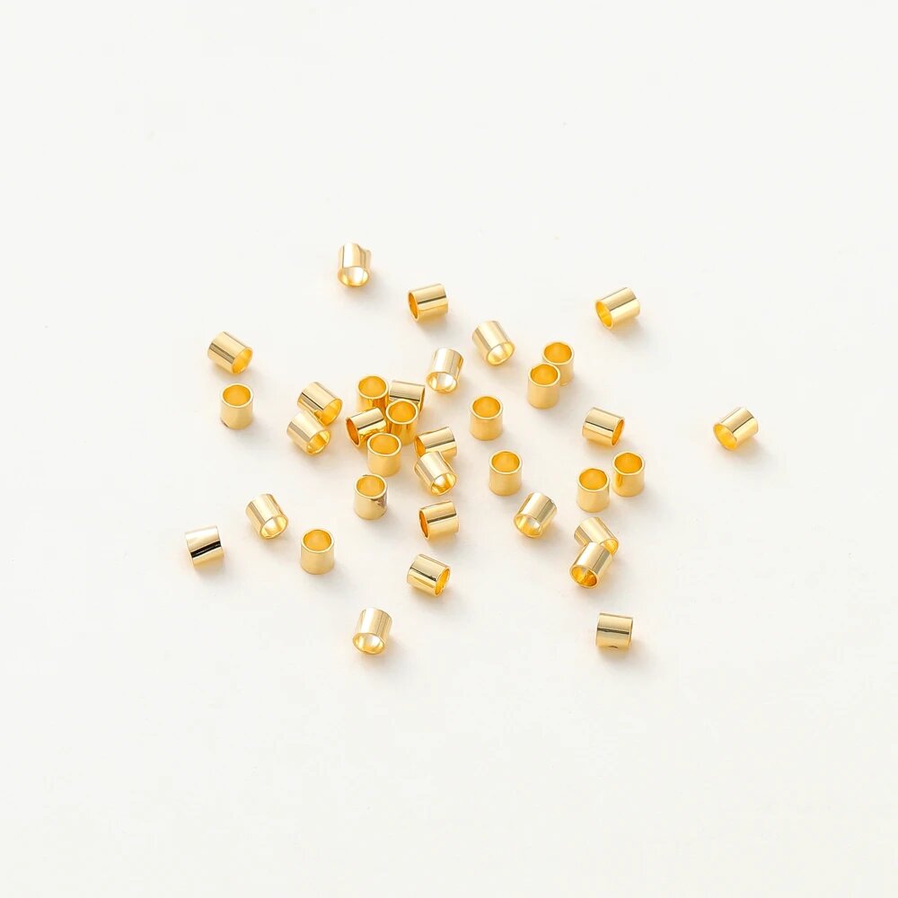 Цилиндрические золотые позолоченные бусины St.kunkka для браслетов и 2.0mm x 100Pcs, 18K Gold