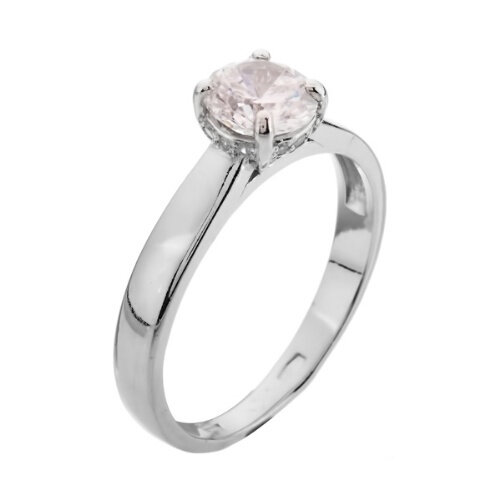 Кольцо тонкое, серебро, 925 проба, родирование, фианит, жемчуг, кварц