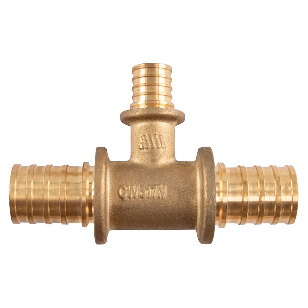 Millennium Тройник аксиальный переходной 25?3,5 – 20?2,8 – 25?3,5 для труб из сшитого полиэтилена PEX-A / PEX-B — латунный фитинг для систем отопления и водоснабжения TSPP252025