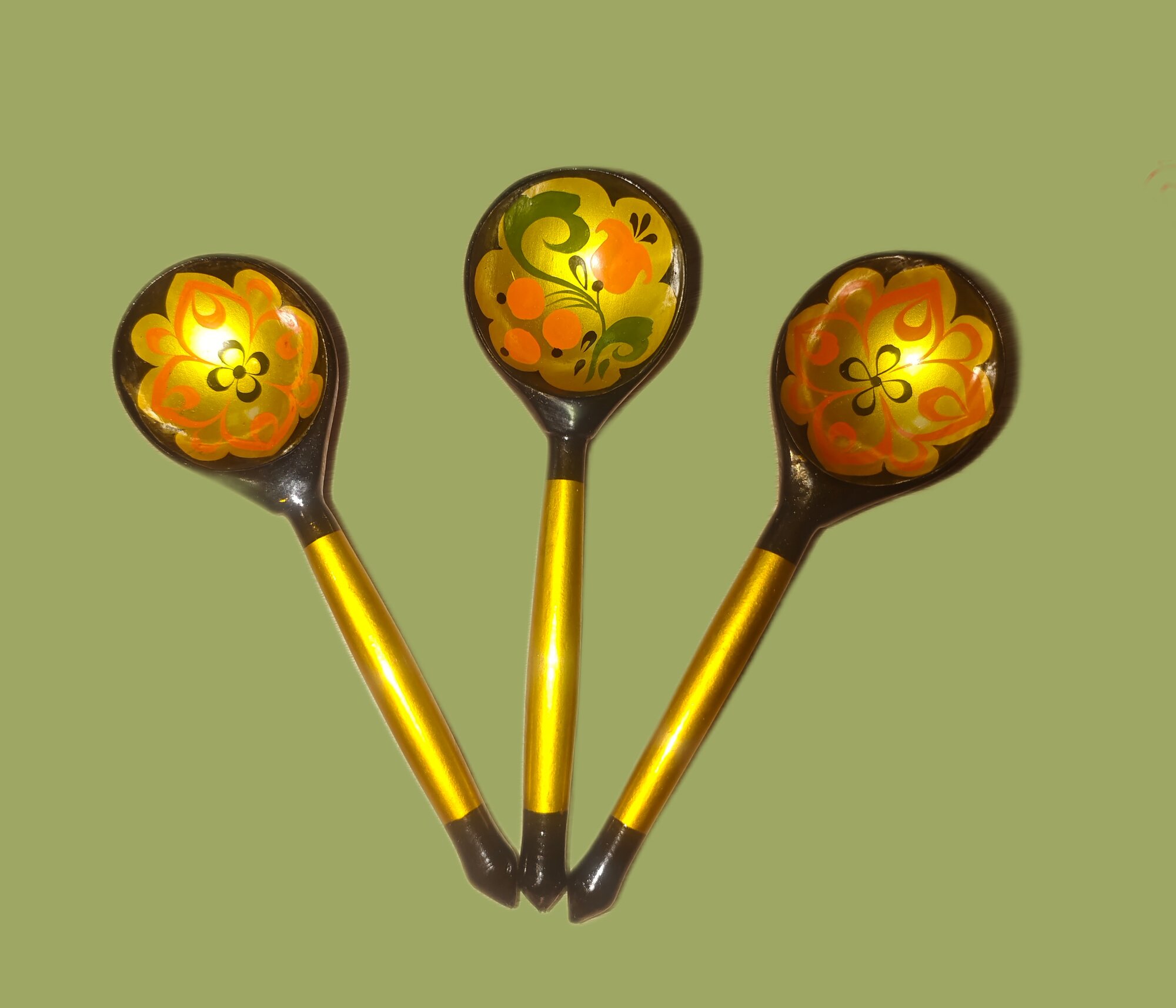 Деревянные ложки Хохлома, набор из 3 штук + Эко мешочек в подарок