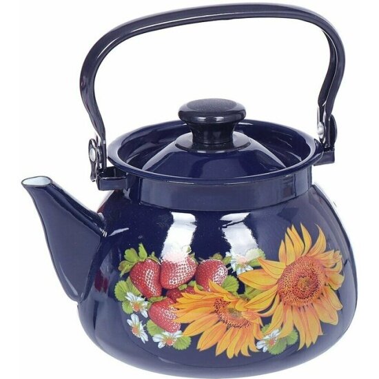Чайник Кмз эмалированный 3,0л с рисунком, яркоокрашенный, в ассортименте (42115-123/6)