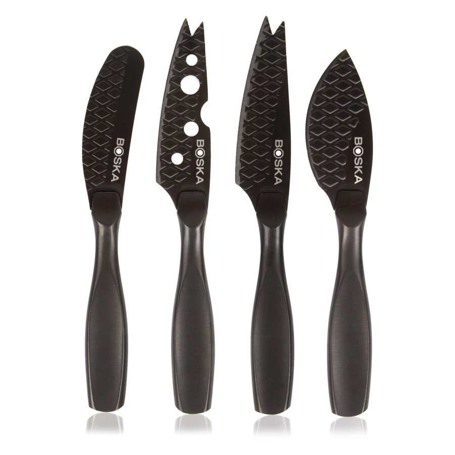Набор мини-ножей для всех видов сыра Boska Монако+ 19х19 см, 4 шт, сталь, черный, п/к