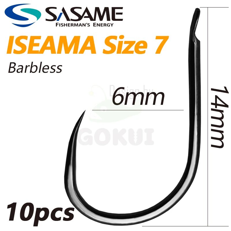 SASAME Рыболовный крючок для карпа Iseama из высокоуглеродистой стали Size 7 10pcs