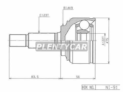 Шрус Hdk NI-091 Nissan March Iii (K12). Nissan Micra C+C (K12). Nissan Micra Iii (K12). Nissan Note (E11)