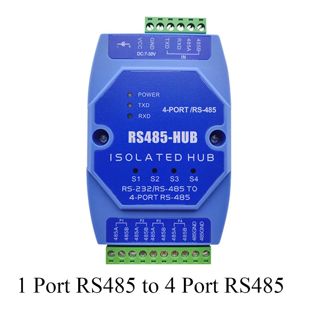 Модуль повторителей RS485, магнитный разъем, изолированный 1 to 4 RS485