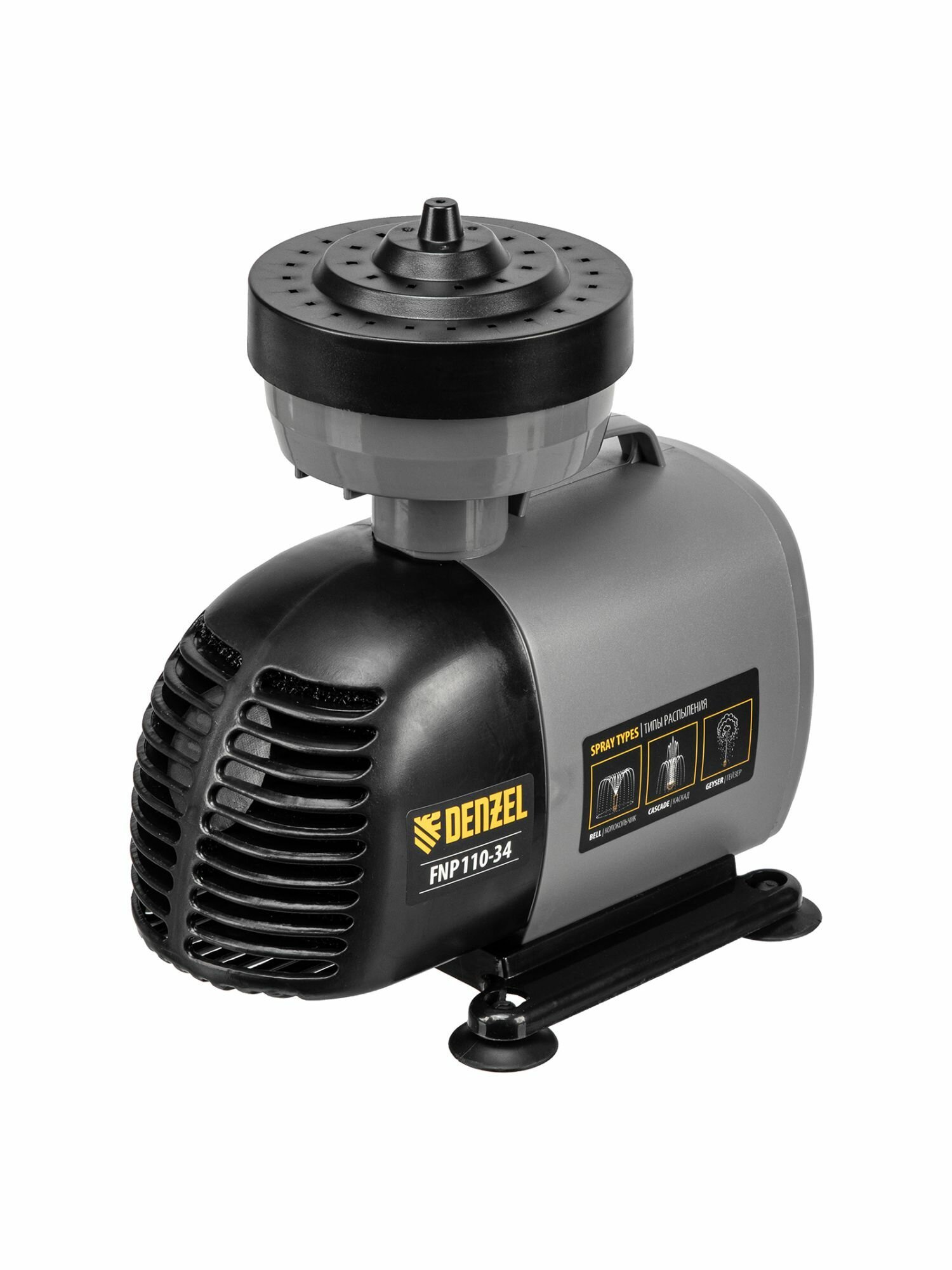 Насос фонтанный FNP110-34, 112 Вт, подъем 3,4 м, 3400 л/ч, колокольчик/каскад/гейзер Denzel, 99032