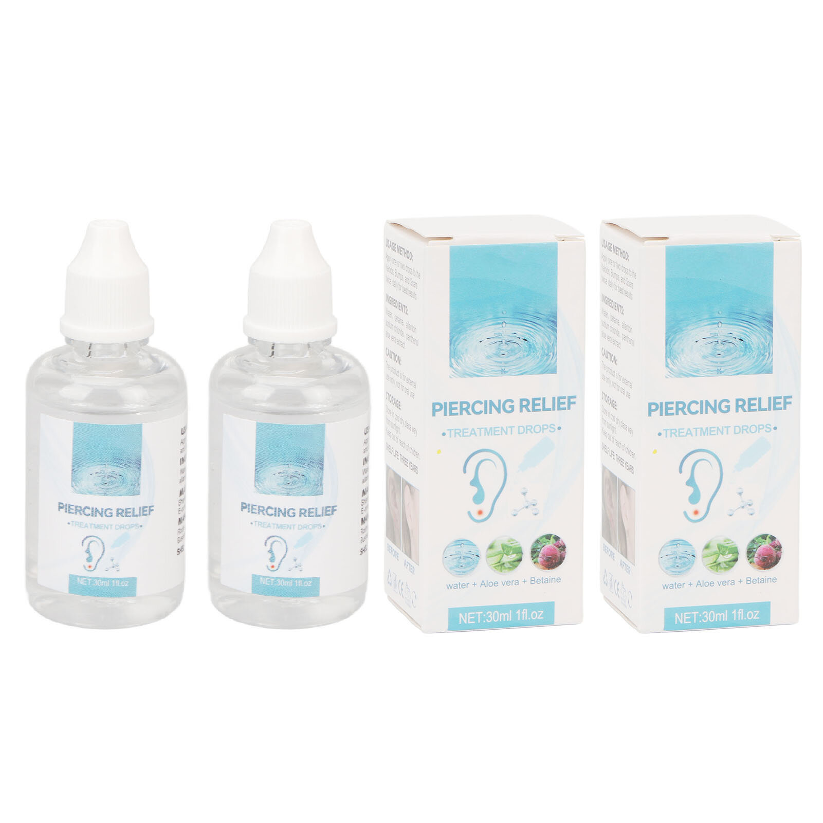 Капли для пирсинга 30 мл, 2 шт, средство для ухода за пирсингом, снимающее покраснение, отек и способствующее заживлению