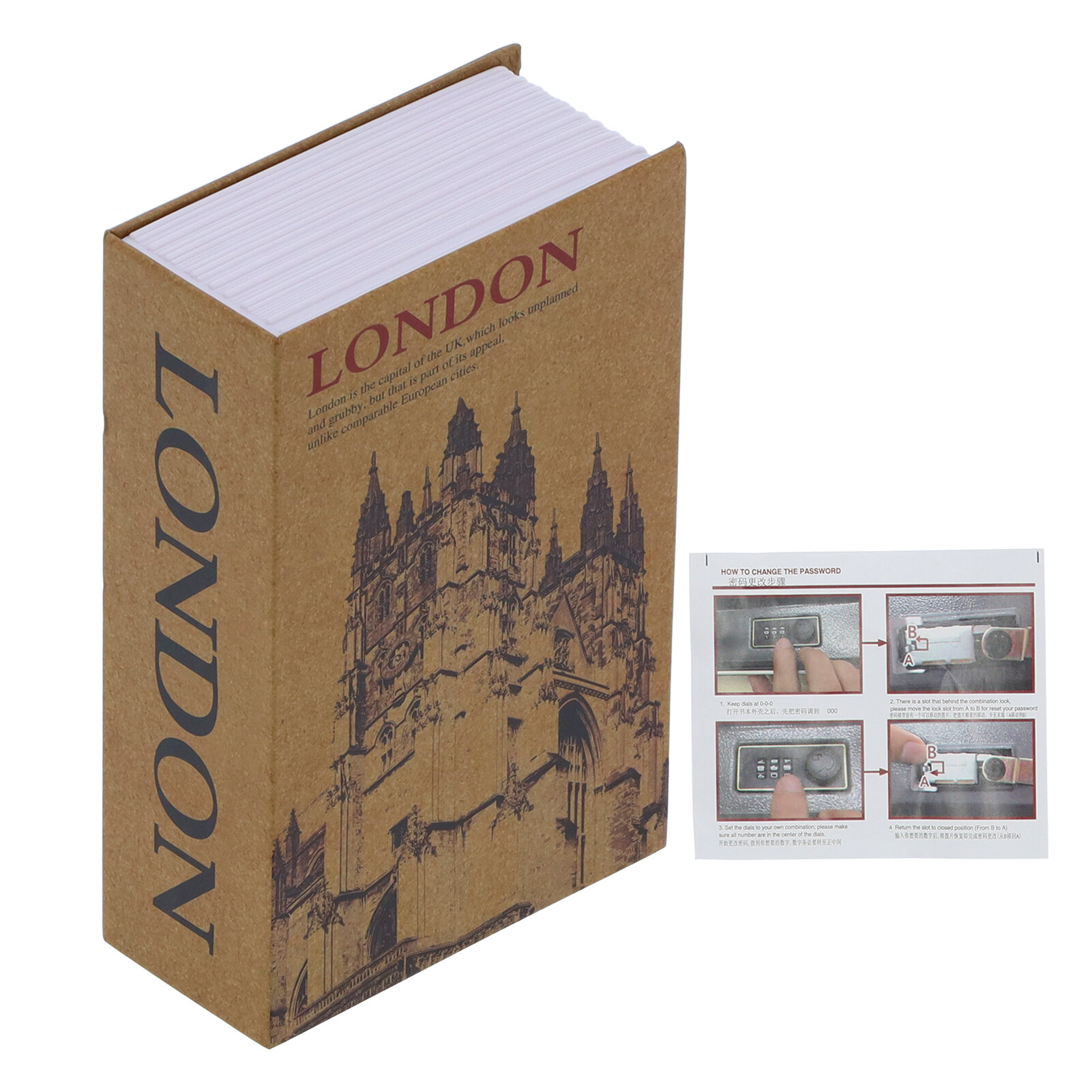 Книга-Сейф: Нержавеющая Сталь Скрытое Хранение Денег Книга-Тайник - Прочная Конструкция Без Ключа Для Домашнего Использования И Подарка Детям