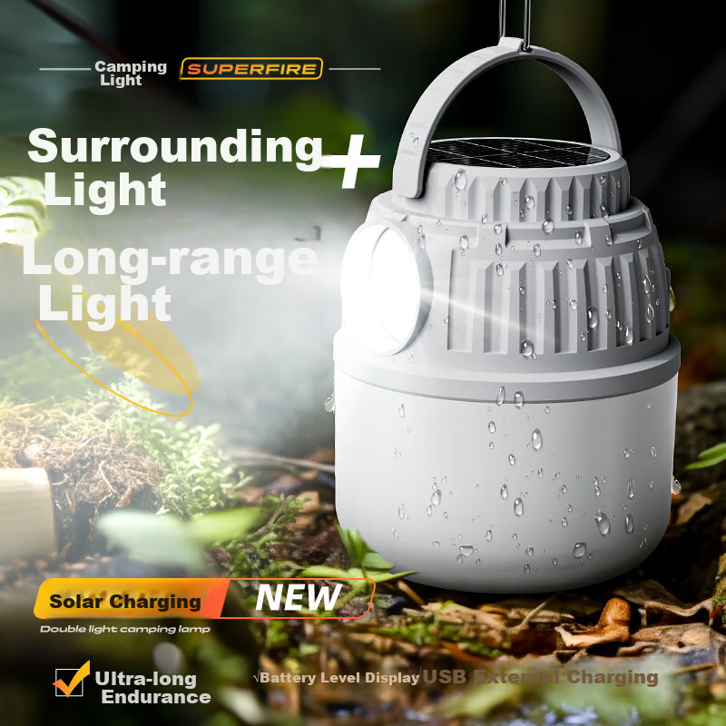 SupFire Outdoor Rechargeable Camping Light, Solar Lantern, Tent Light, Emergency Equipment, Hanging Light, Power Outage Home Use