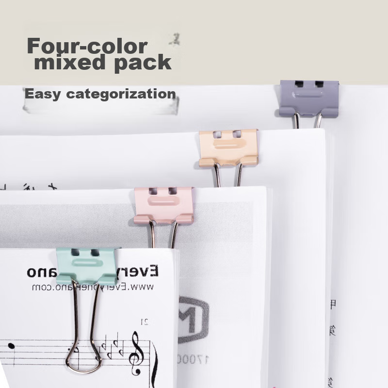 [Super Popular] Deli 40-Pack 19mm Colorful Long Tail Clips, Effortless Binder Clips, 5# Small Metal Binder Clips, Office Supplies, 40 Pieces/tube, Special Edition TP-8555ES