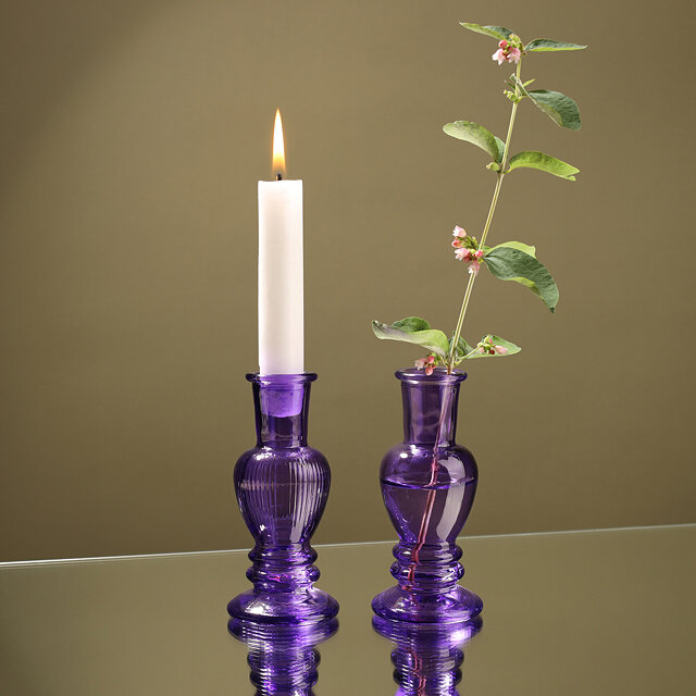 Стеклянная ваза-подсвечник Stefano 11 см фиолетовая, 2 шт, Ideas4Seasons, 29889-набор