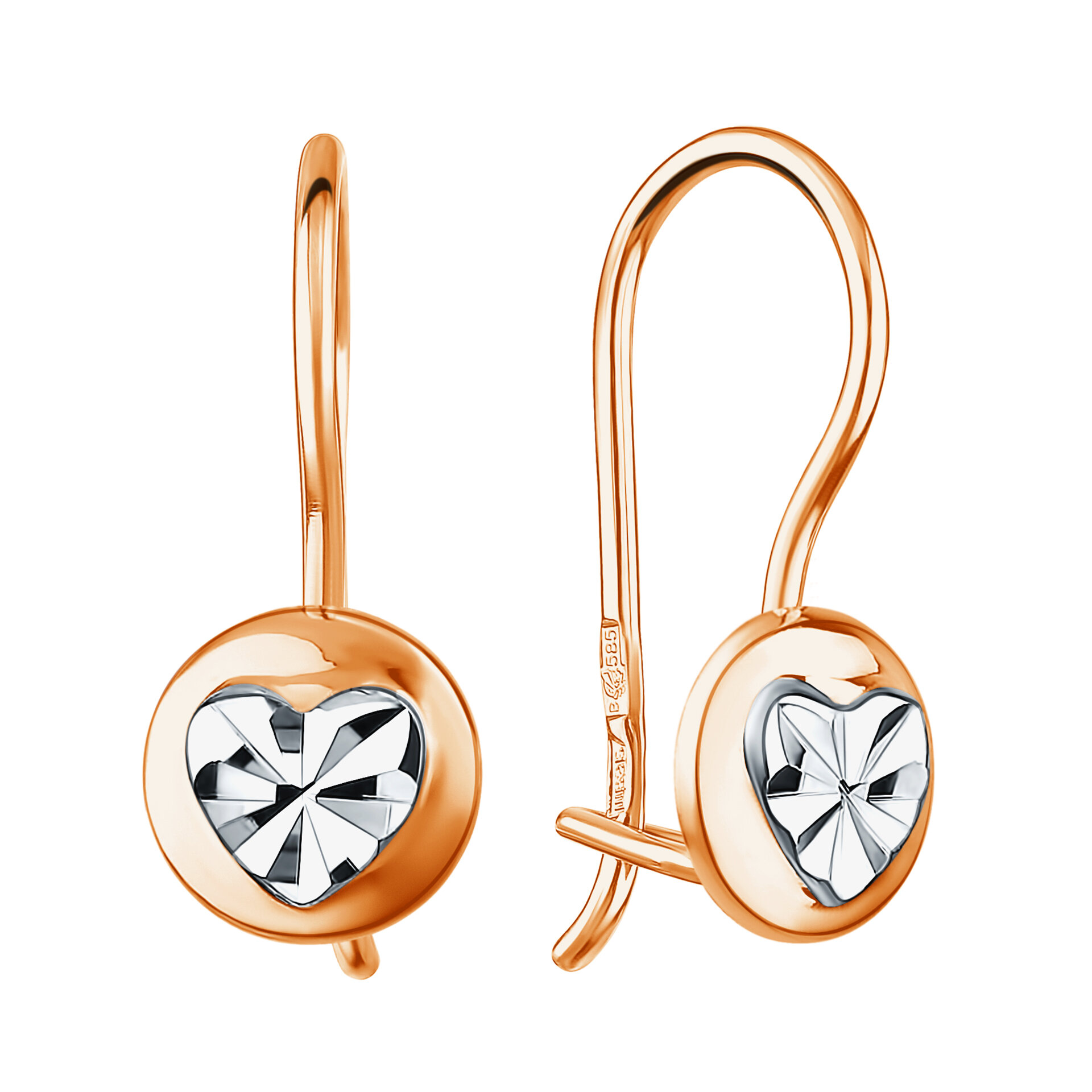 Серьги, красное золото, 585 проба, родирование, гравировка