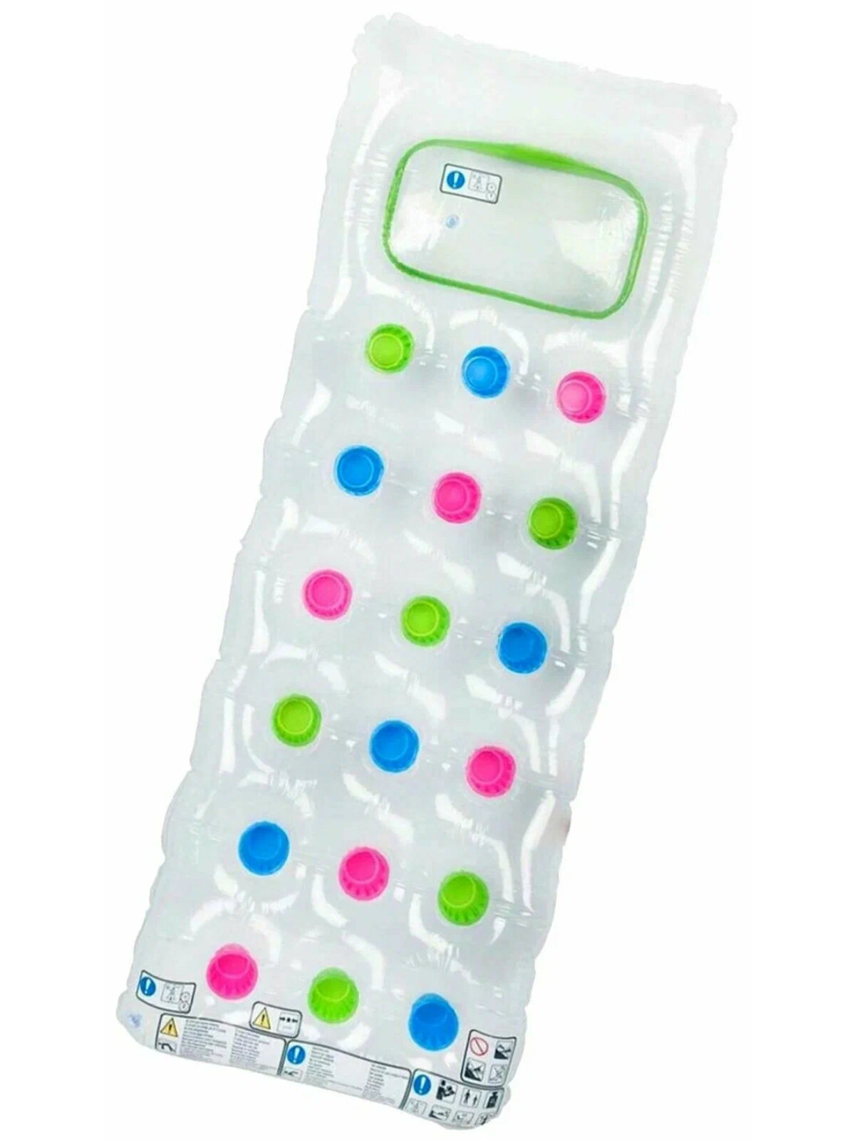 Надувной матрас INTEX, ПВХ, для плавания, прозрачный, зелeного цвета, 171х99х18 см