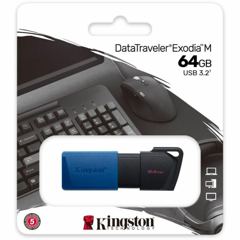Флеш Диск Kingston 64Gb DataTraveler Exodia M USB 3.2 black blue (DTXM/64GB)