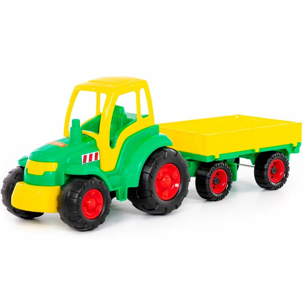 Трактор "Чемпион" с прицепом, детская машинка для мальчика, пластиковая машинка-игрушка для сюжетно-ролевых игр, цвет микс