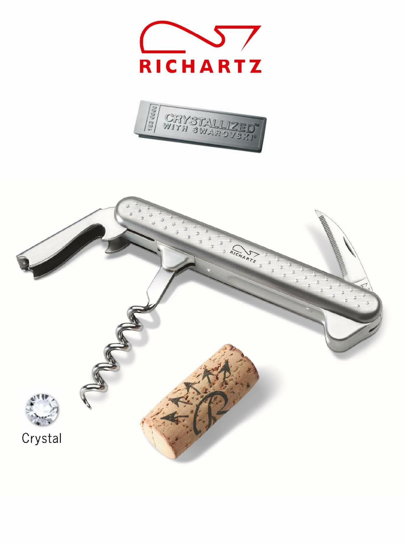 Richartz, Нож сомелье, штопор, нарзанник с кристаллами Swarovski, Vinum Crystal