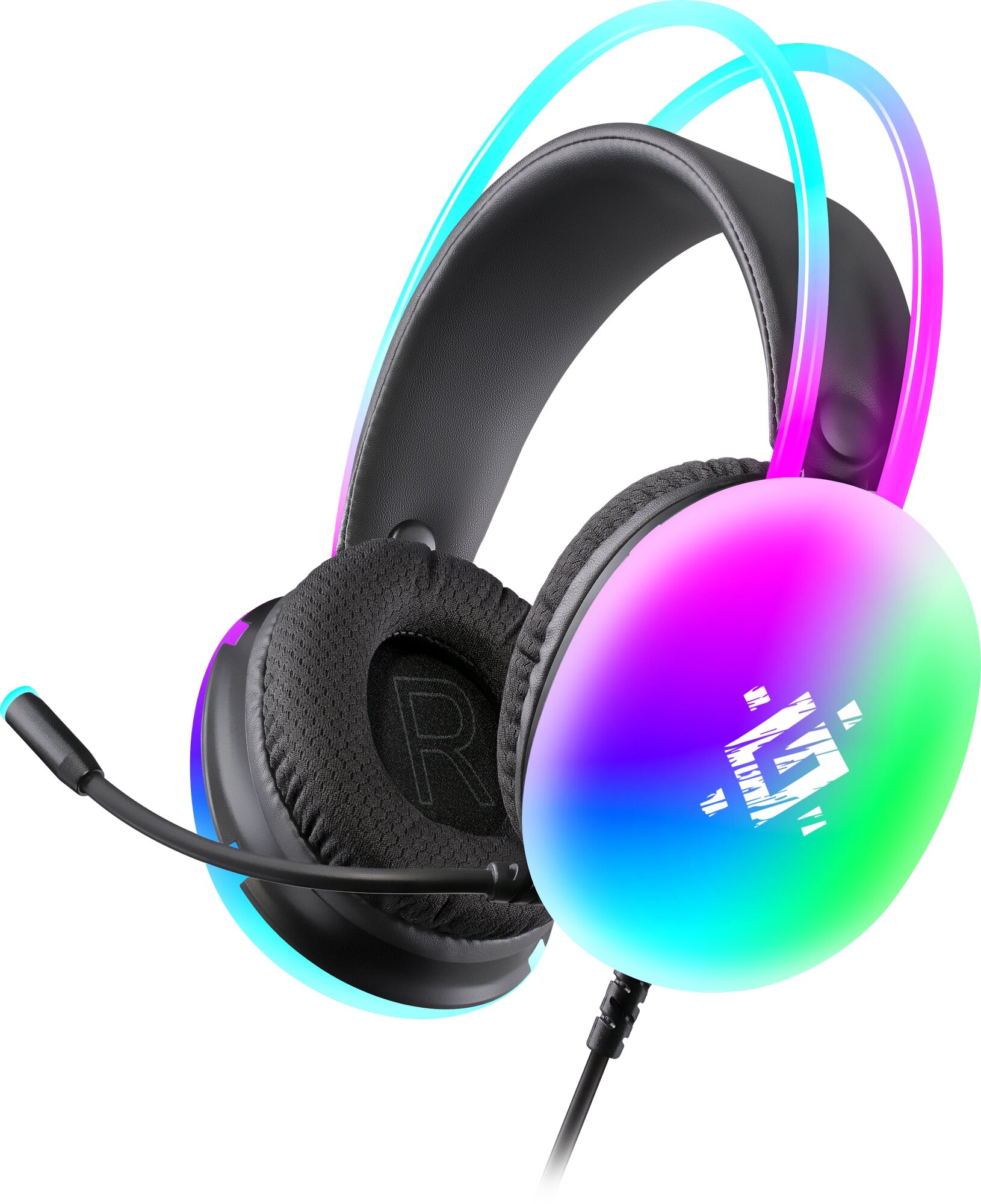 Наушники игровые с микрофоном, RGB, провод 2 м