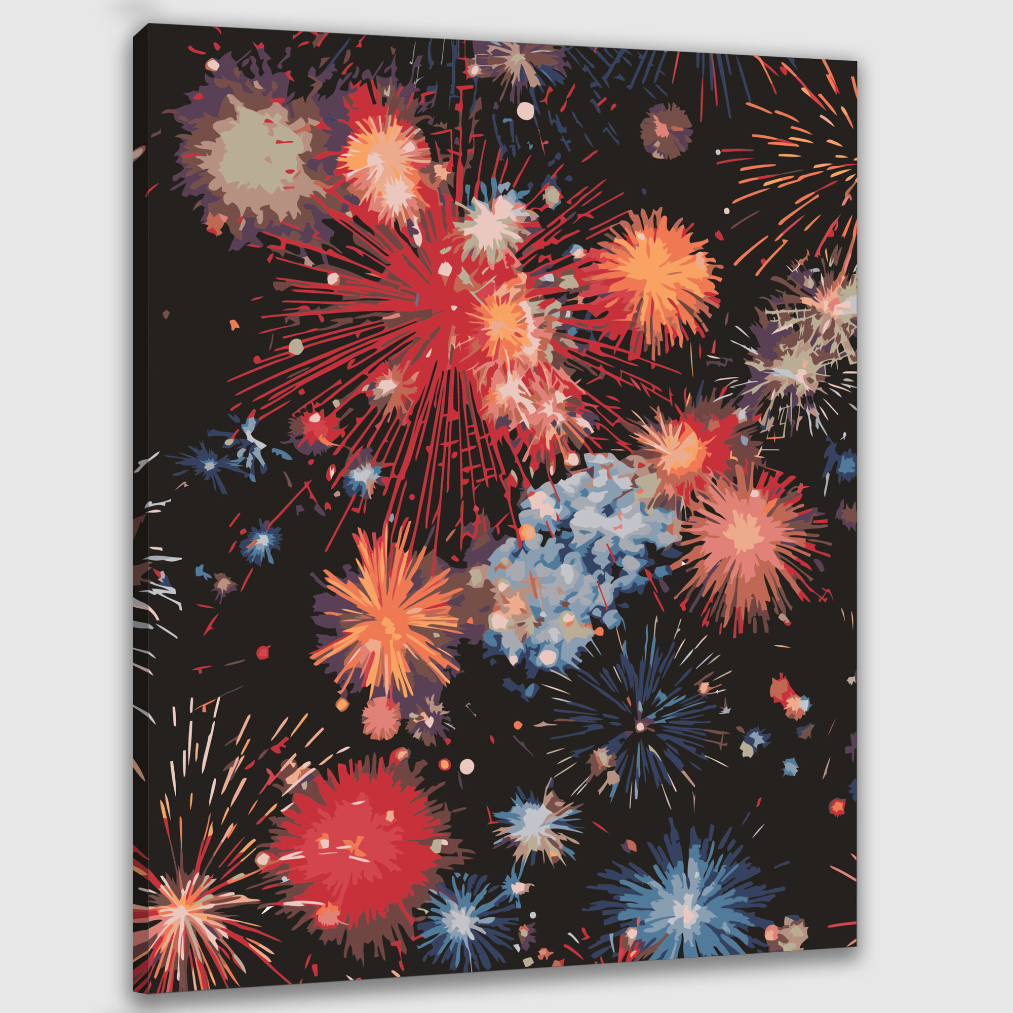 Картина по номерам 40x50 см, фейерверки, цифровой коллаж, яркие фотографии, замысловатые иллюстрации