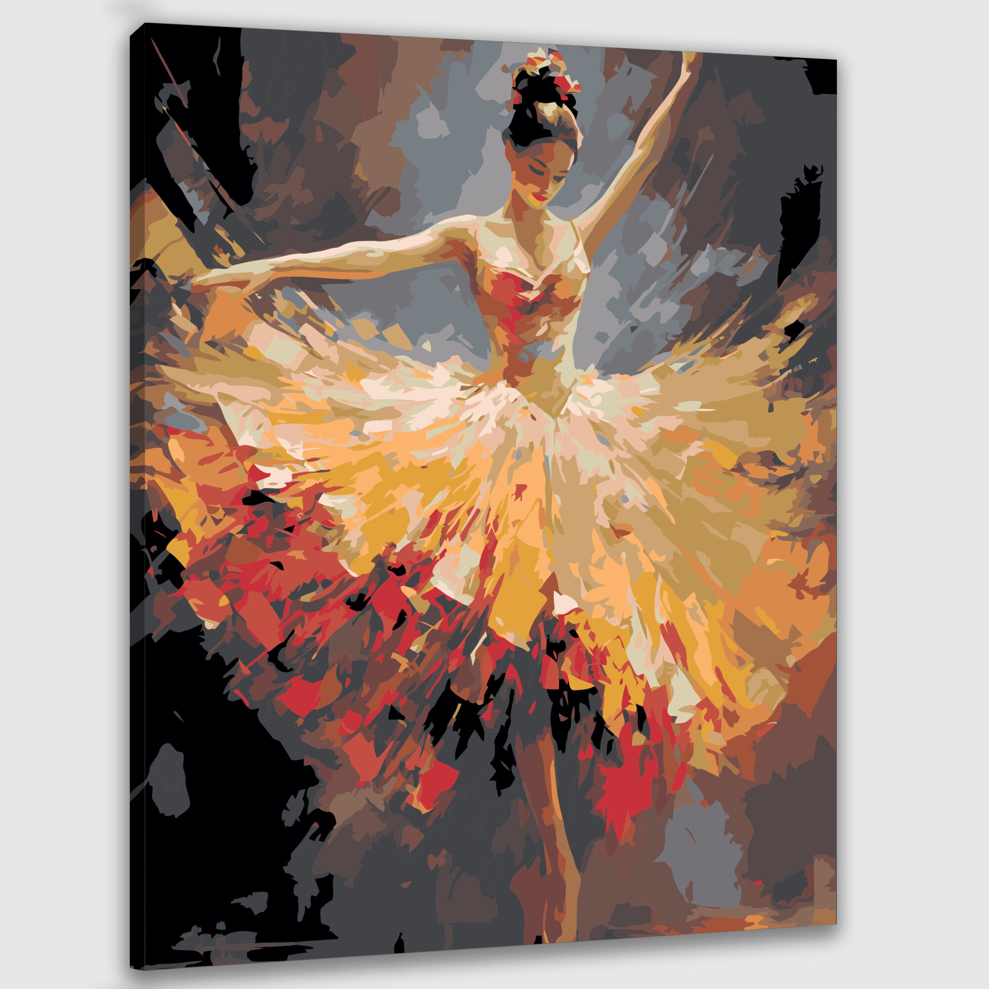 Картина по номерам 40x50 см, балерина, восхождение к славе, мазки кисти, сила, решительность, текстура, яркие краски