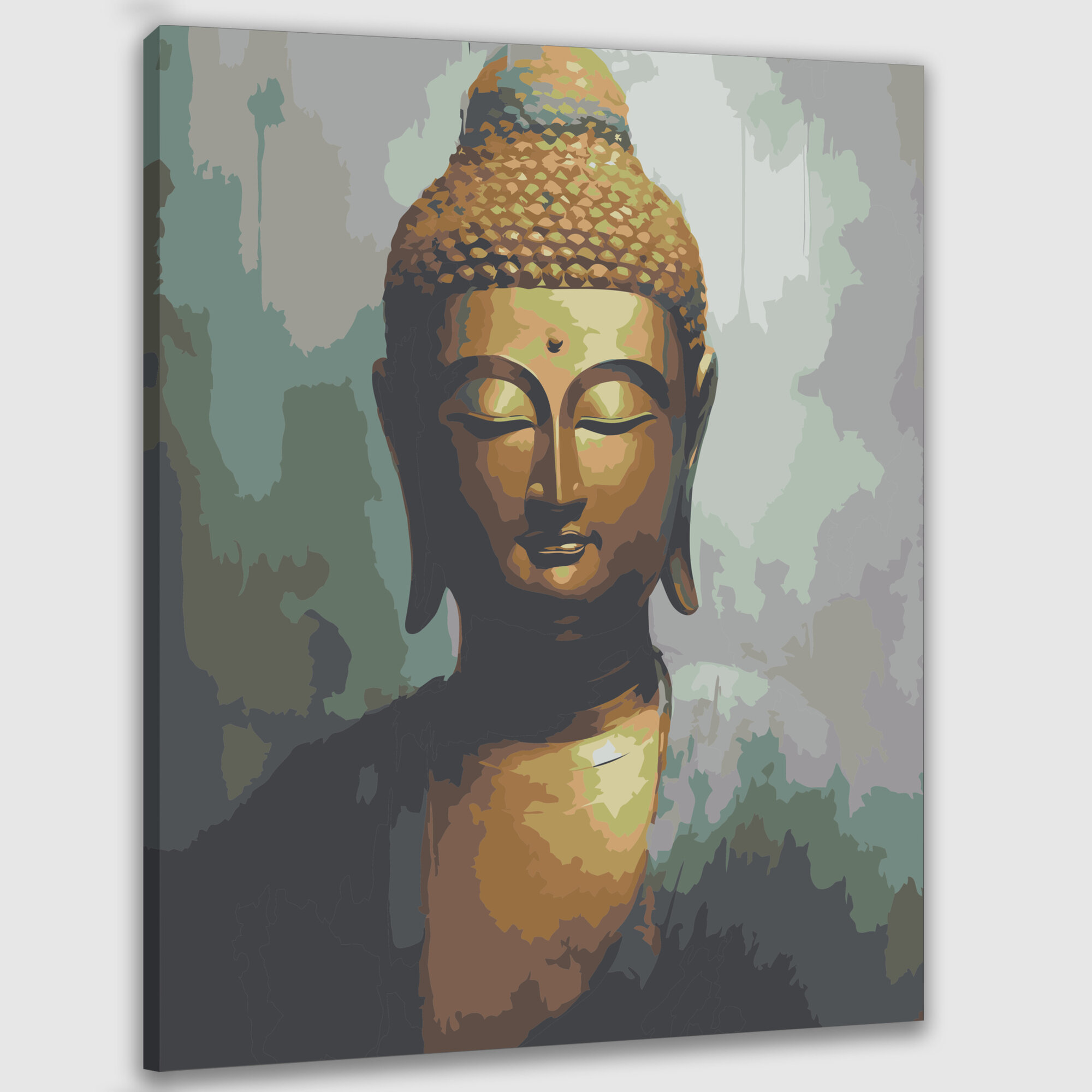 Картина по номерам 40x50 см, картина маслом, Будда, безмятежность, мудрость, тщательные мазки кисти, яркие краски