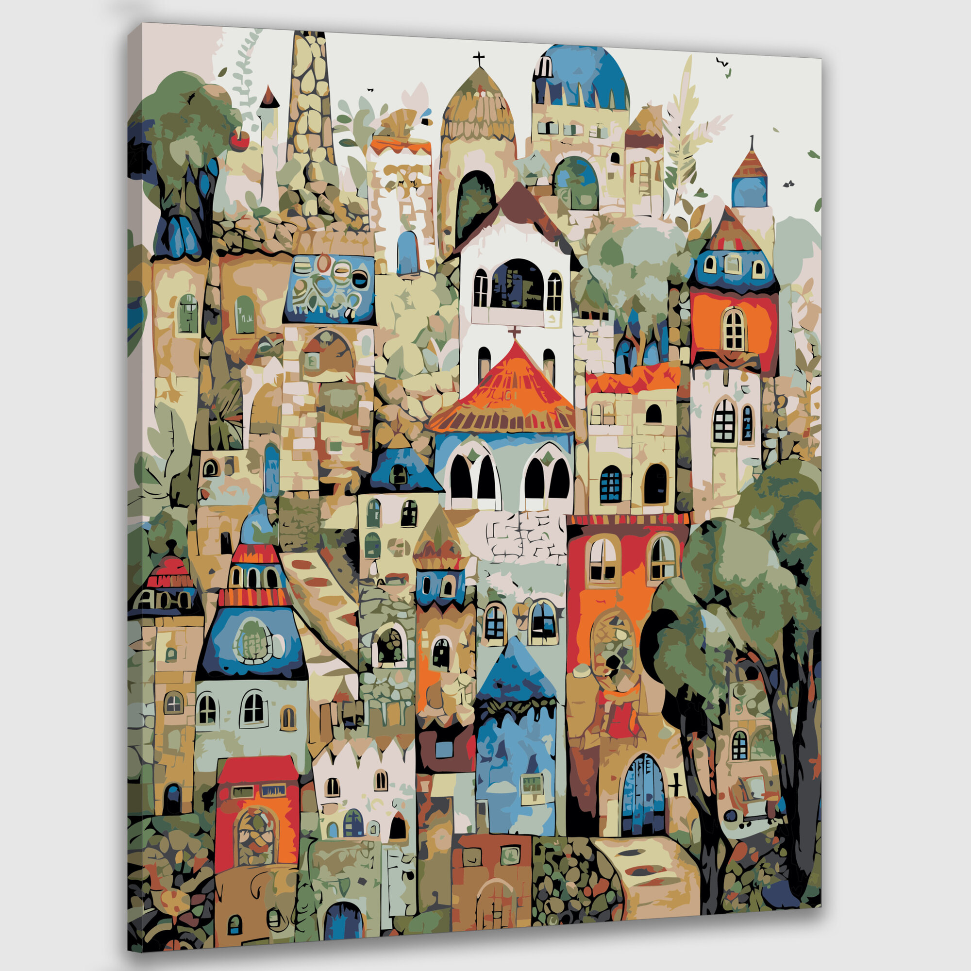 Картина по номерам 40x50 см, картина, смешанная техника, деревня, бохо, коллаж, акриловая краска, перо и тушь, йога