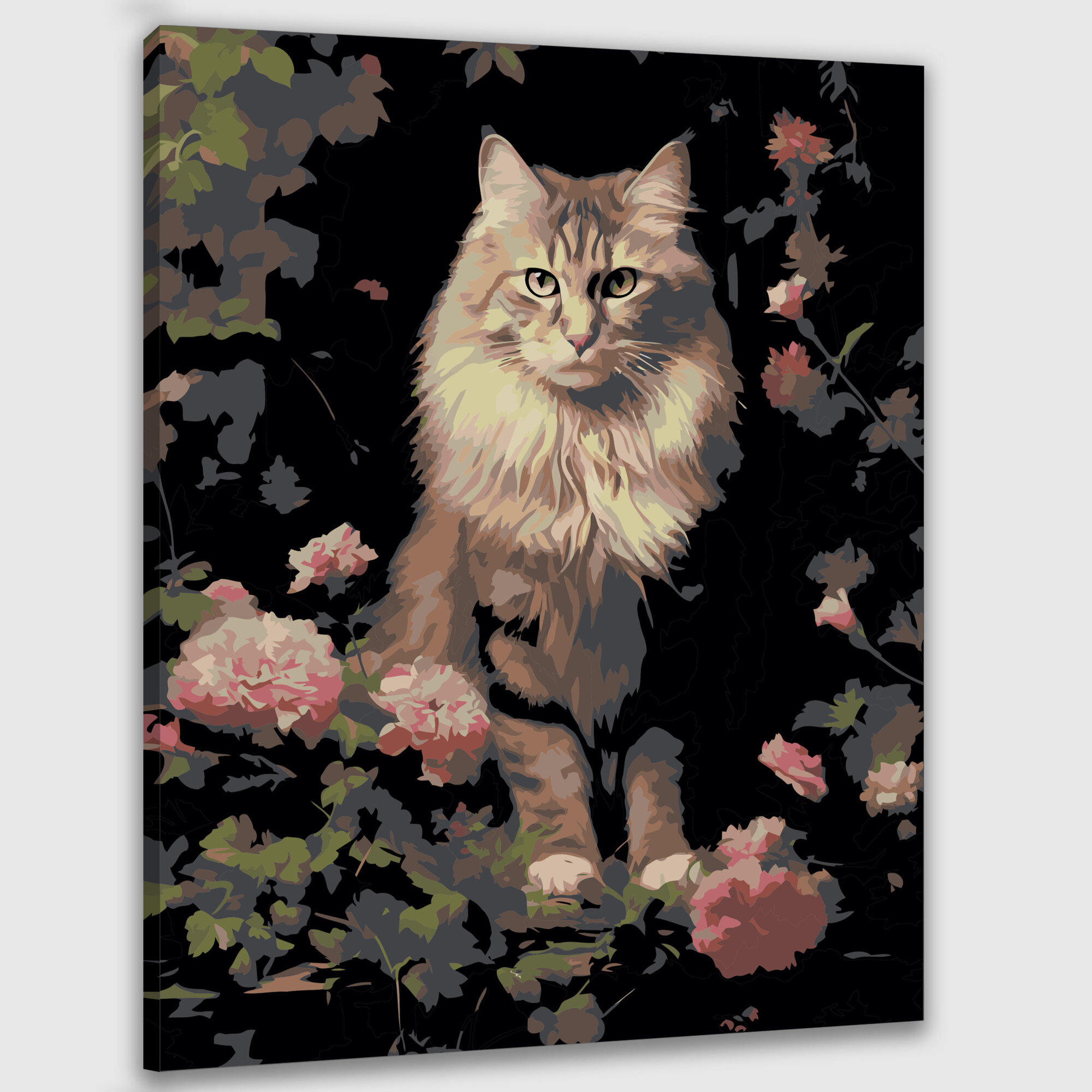 Картина по номерам 40x50 см, картина, масло, кот, мейн-кун, величественный, царственный, облик, детали