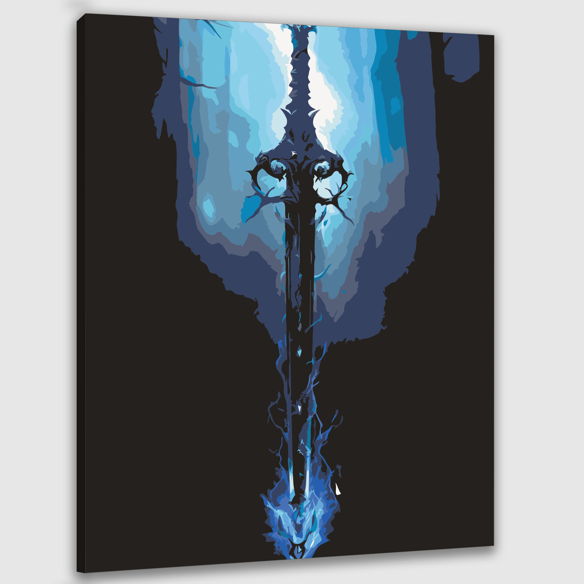 Картина по номерам 40x50 см, Мифический меч, Меч смерти, цифровая картина, темная атмосфера, зловещая атмосфера