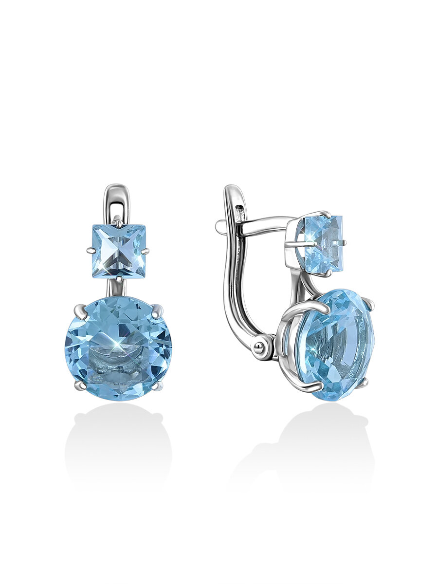 Серьги, серебро, 925 проба, родирование, топаз