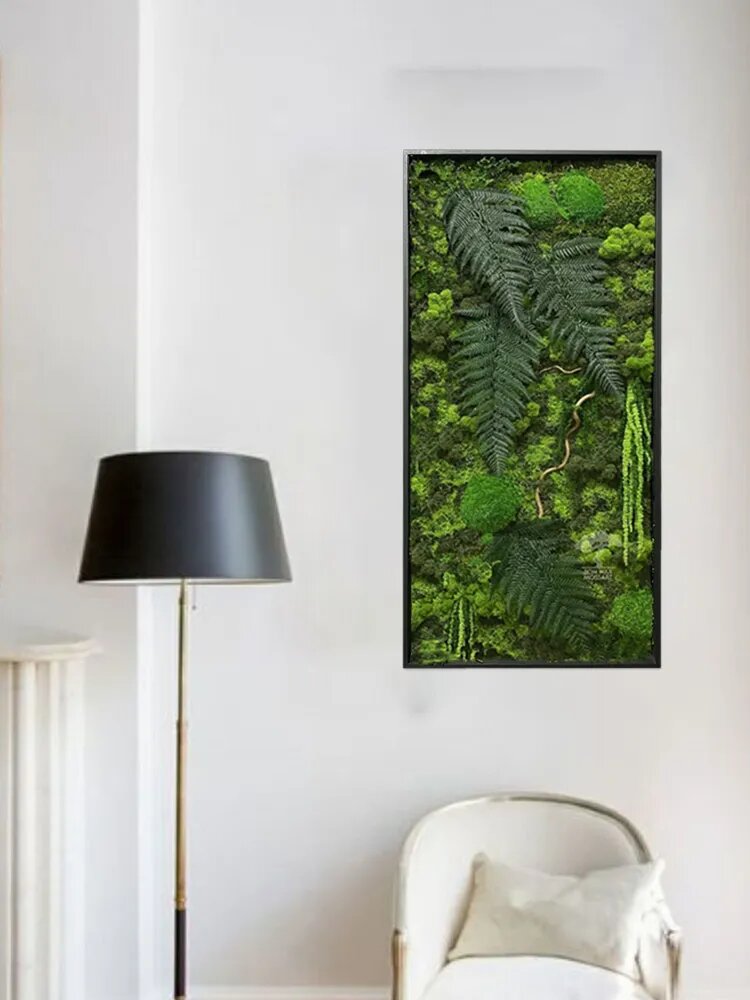 Панно в раме "Jungle Dark". в подарочной упаковке, Графит, 100*50 см. Дом Мха - MossArt.