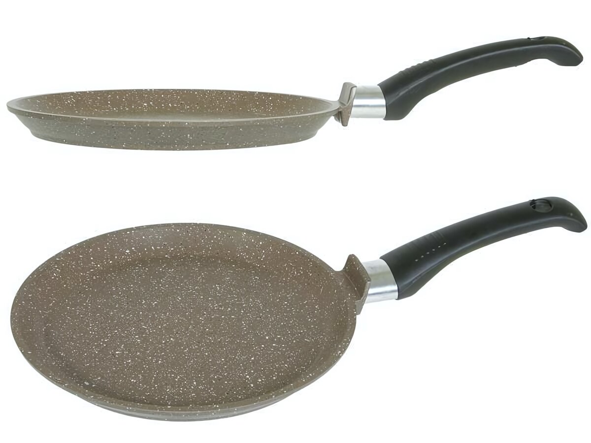 Блинница 24см с антипригарным покрытием, коричневая, для идеальных блинов