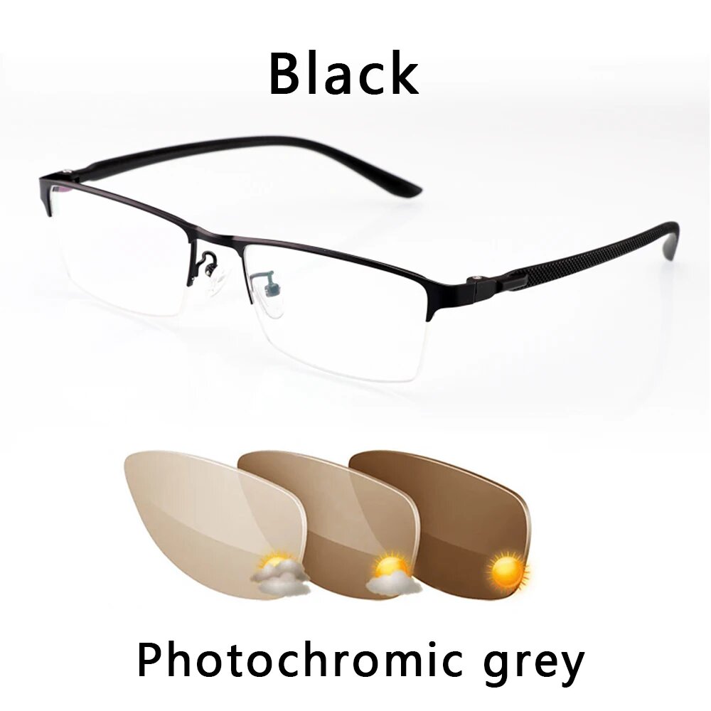 Фотохромные очки черные, серый, Myopia -2.50