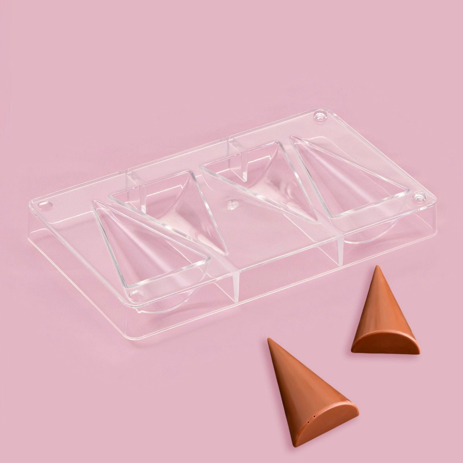 Форма для конфет и шоколада Большой конус , 20 12 2.5 см, 4 ячейки 8 5 2.2 см, прозрачная, 3 шт