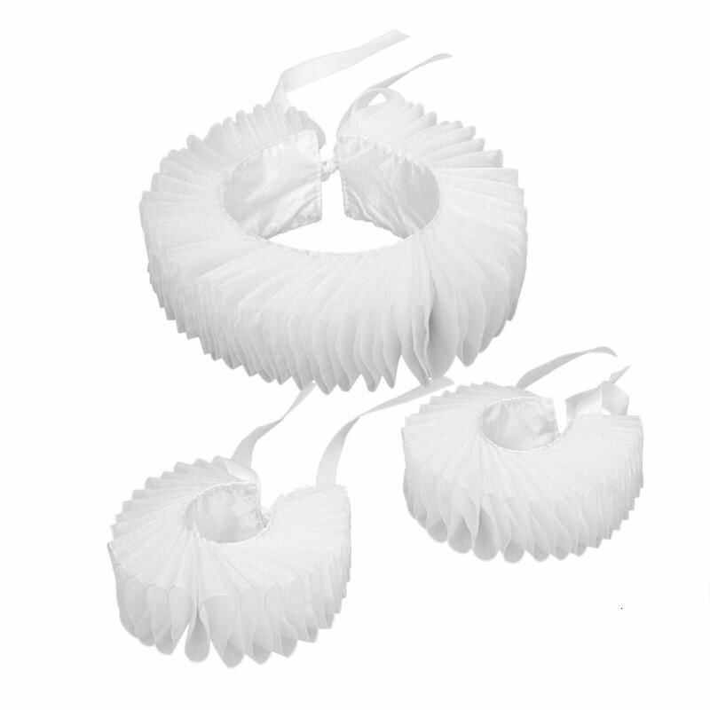 Воротник с рюшами и манжеты для косплея, Белый