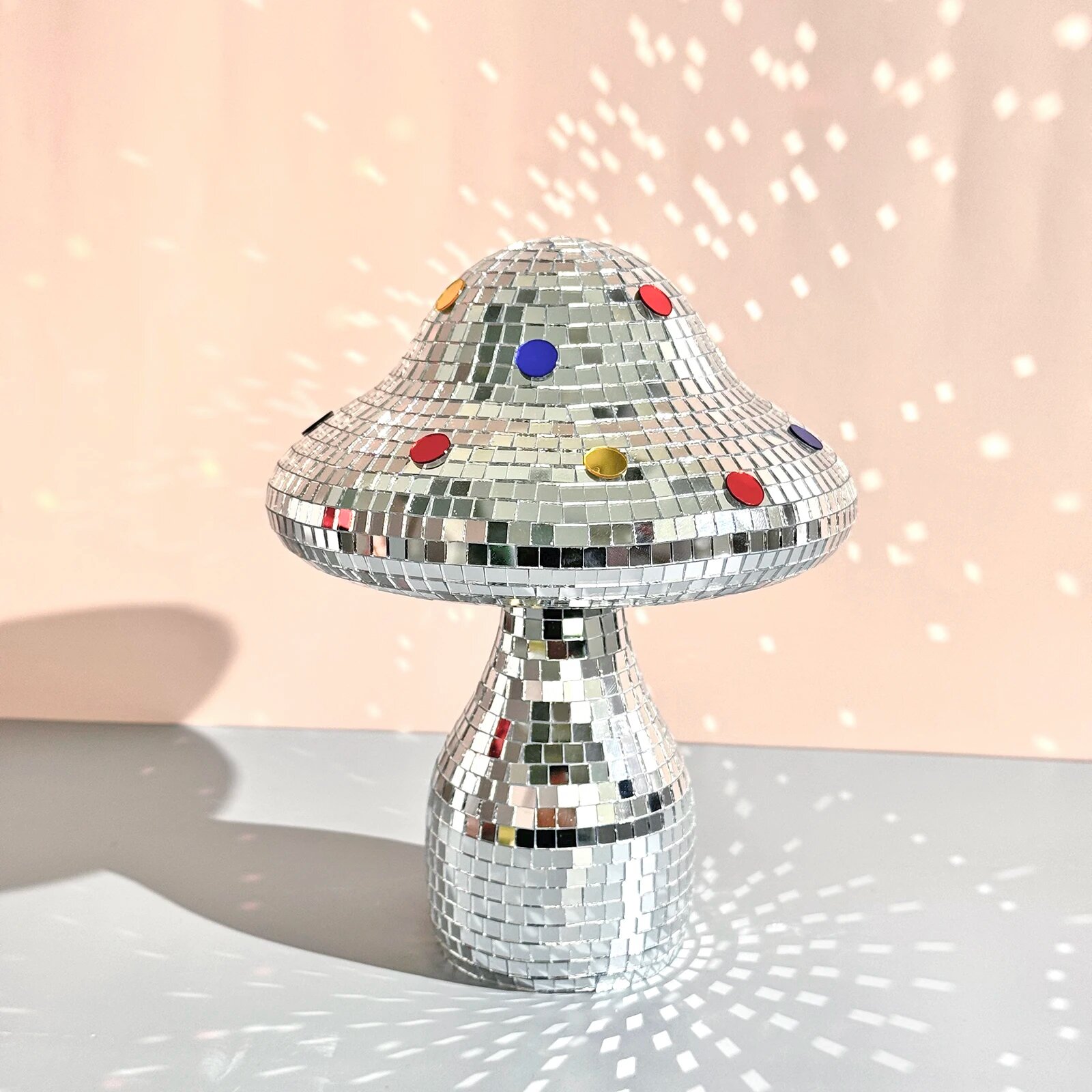 Ретро диско-шар гриб для гостиной офиса спальни кухни патио вечеринки ручная работа декор дома, 18x15cm, Серебряный