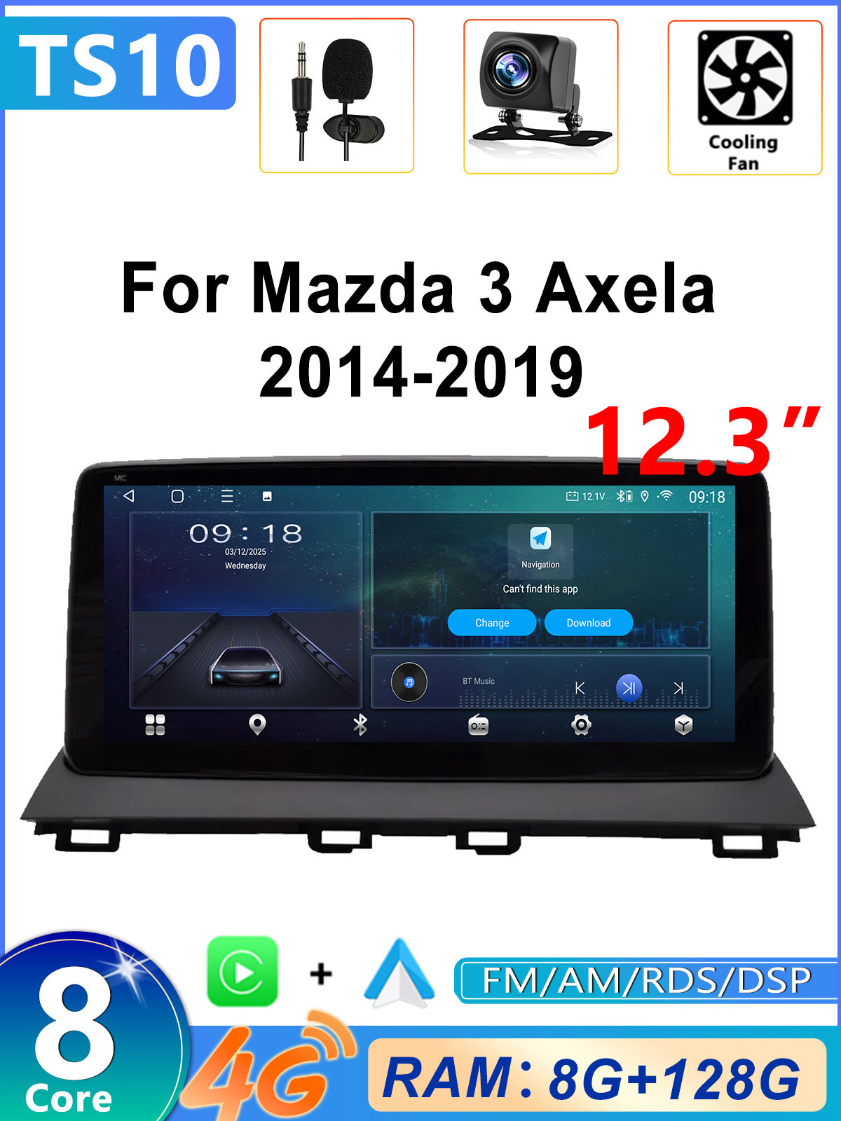 Магнитола Mazda 3, Axela 2014-2019, Carplay, Android,4G, автомагнитола для Мазда 3 Аксела