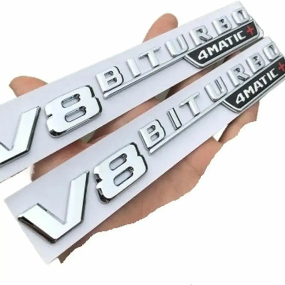 2 шт. наклейка эмблемы V8 BITURBO 4matic+ для AMG W117 CLA45 C63 X156 A45 - авто аксессуар