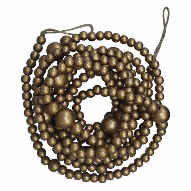 Деревянная гирлянда из бисера Рождественские украшения для рождественской елки бисера-золото