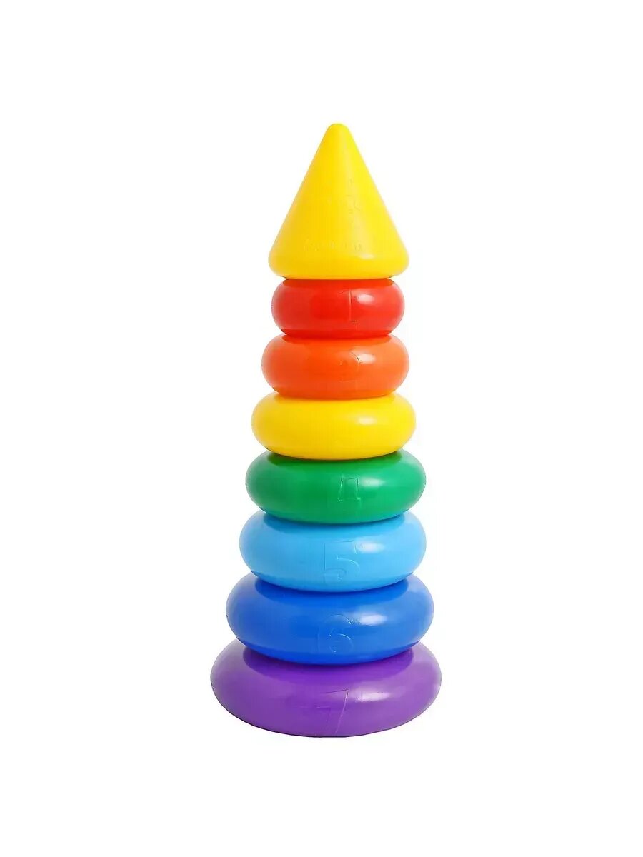 Пирамидка детская, 7 колец с конусом