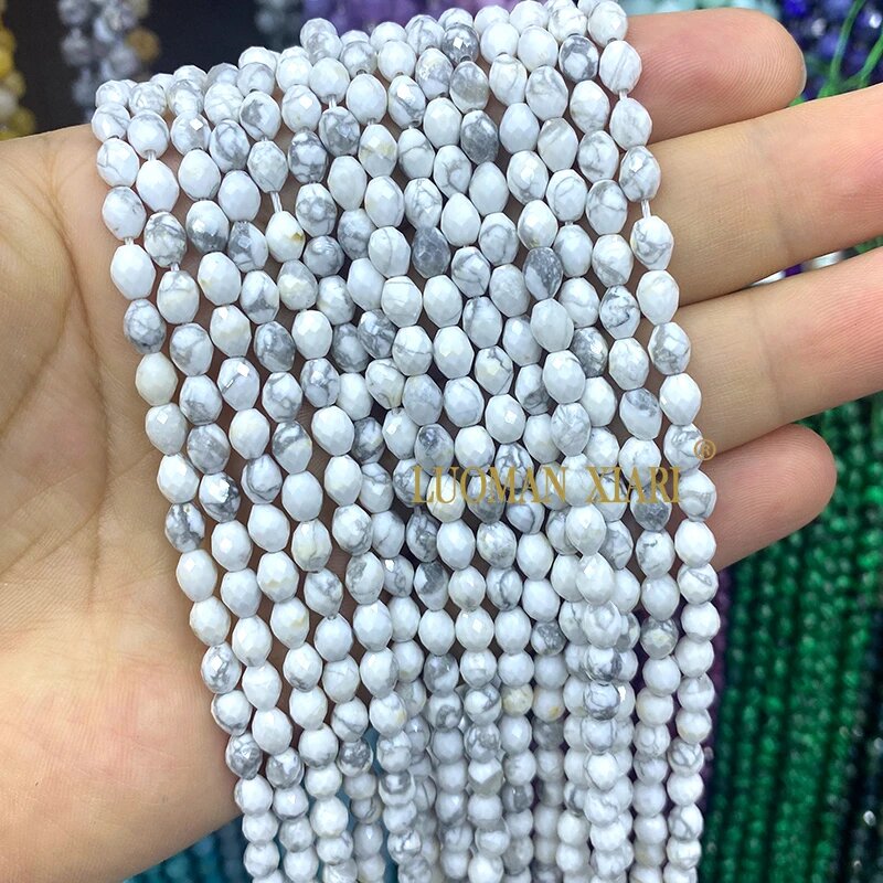 Белые бусины из голден howlite 5x6 мм
