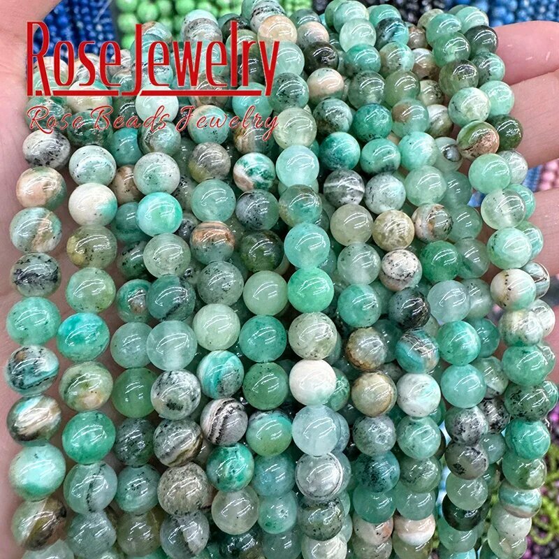 Каменные бусины Роуз энд Бидс, зеленый кальцит, нефрит, круглые, 6-12 мм 8mm 45pcs beads
