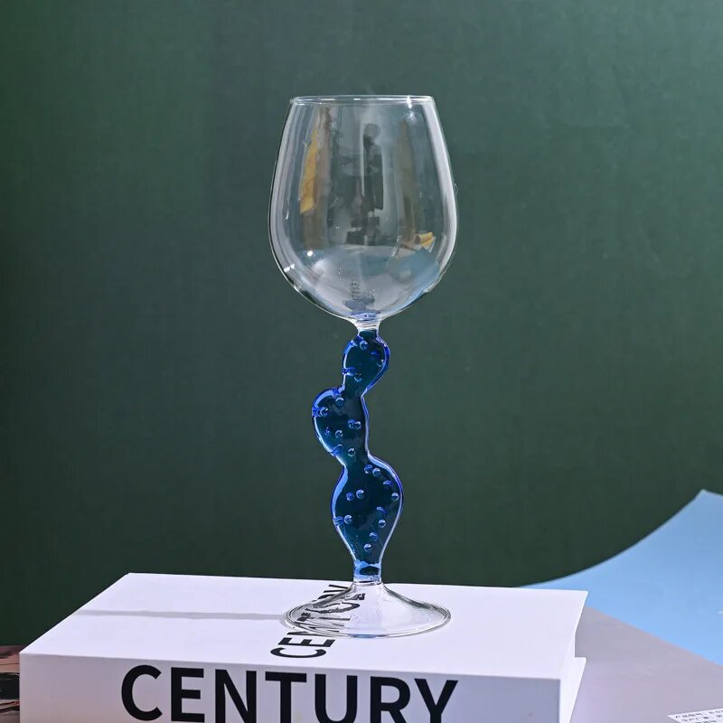 Стеклянный бокал для вина с изображением кактуса