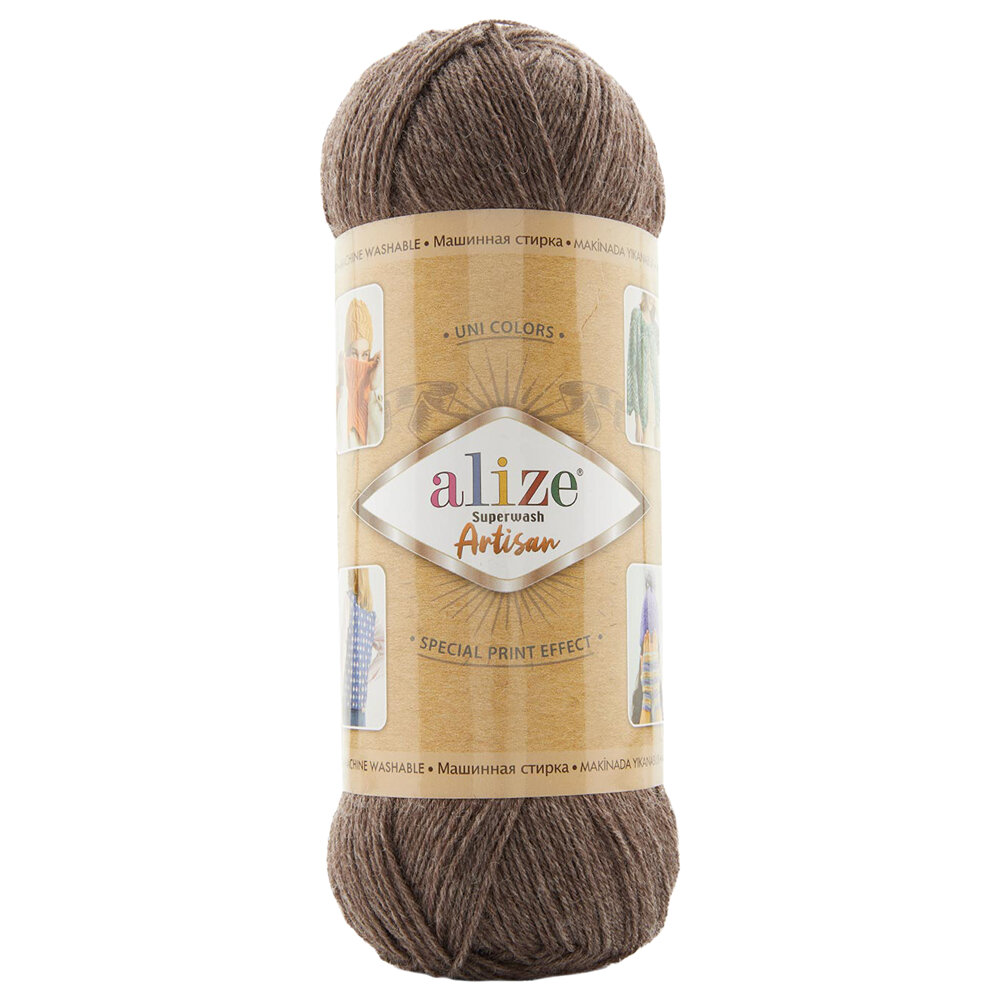 Пряжа для вязания Alize Superwash Artisan 240 коричневый меланж 100 гр/420 м 75% шерсть, 25% полиамид