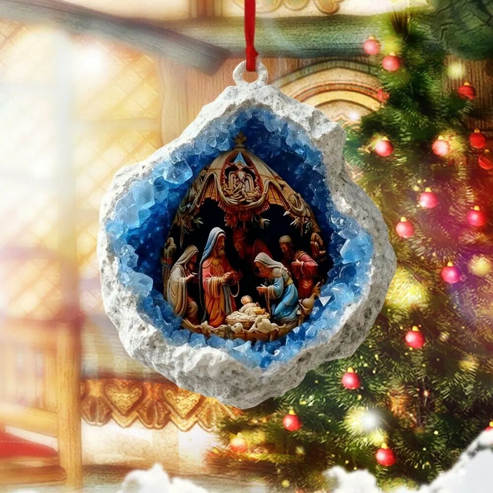 KNOW EASY-asdoklhq Елочная игрушка 8 см Ангел Иисус 2D Плоская украшения подвеска рождественские, оконный/авто кулон 1 шт.