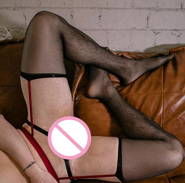 Мужские чулки с подвязками, чулки в сеточку, мужские колготки, женственные чулки с подвязками, кружевные боди, фетиш-одежда, сексуальные колготки