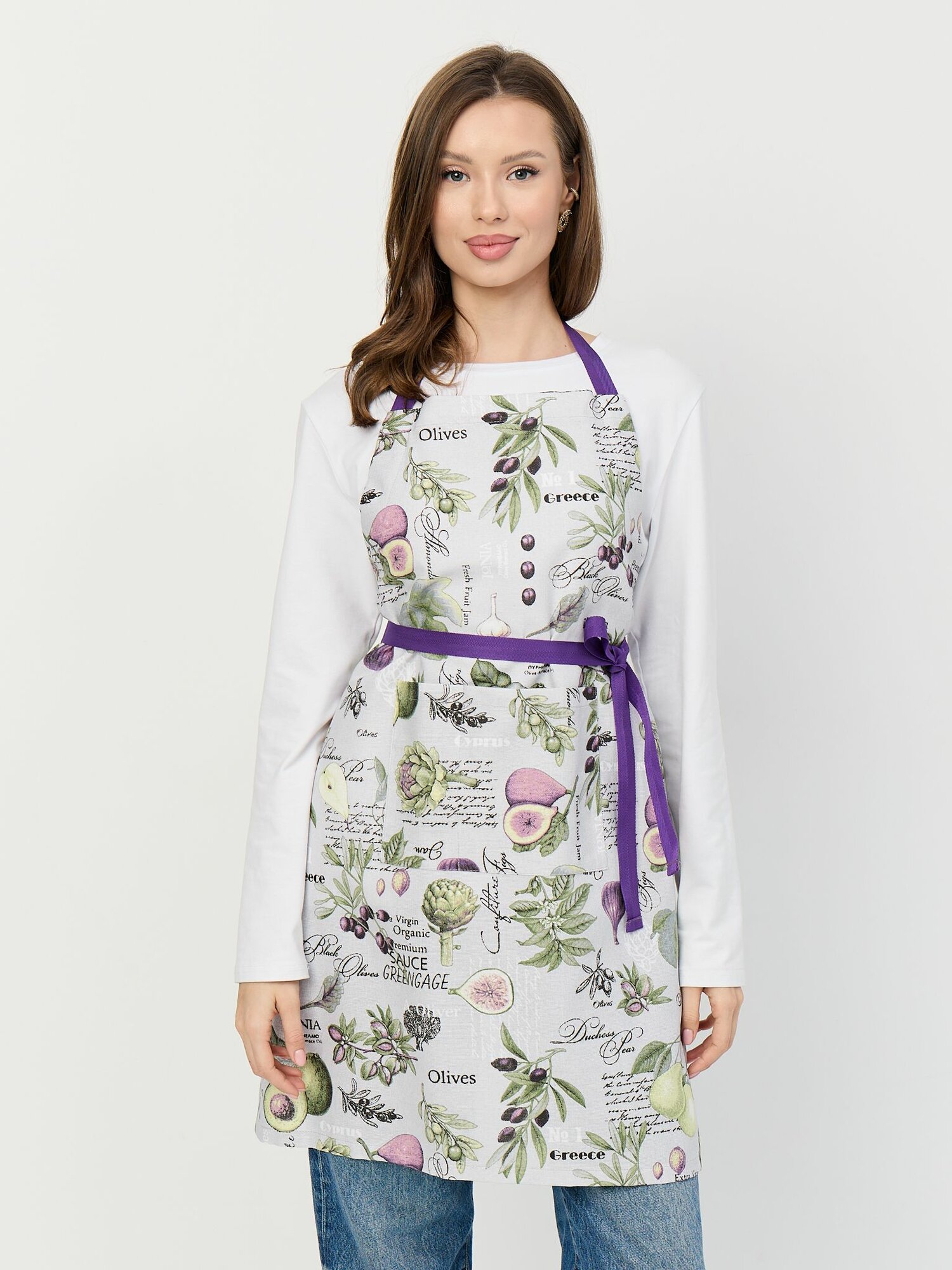 Фартук кухонный женский Авокадо. С регулировкой бод любой размер и рост. 100% хлопок.