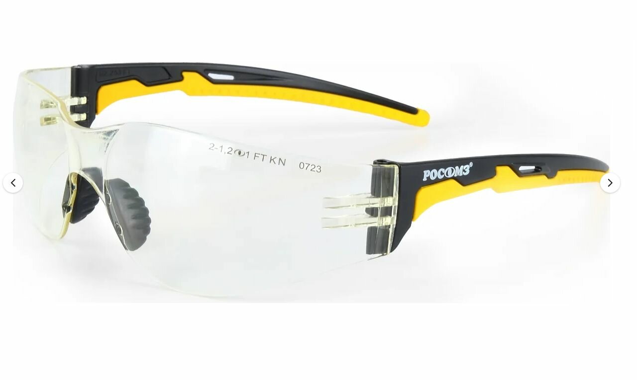 РОСОМЗ Очки защитные открытые О15 HAMMER ACTIVE Strong Glass светло-желтые с мягким носоупором 11560-5