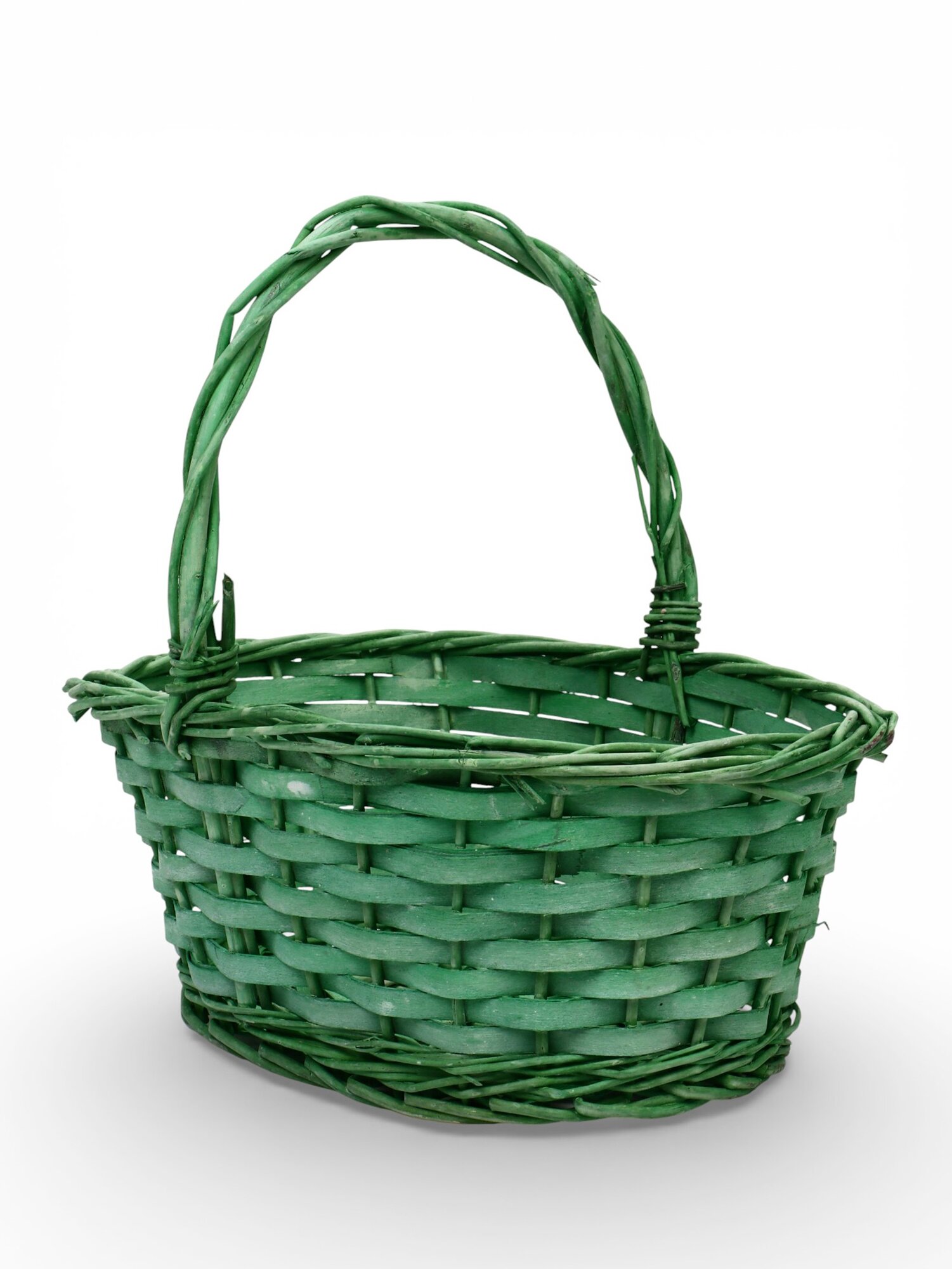 Корзина плетёная для хранения, 28×20×11 см, ручка h=14 см, ива, зелёная, Greengo