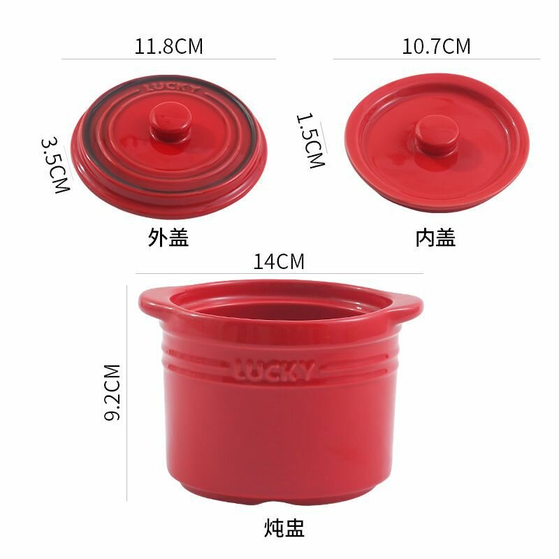 Керамическая суповая чашка с двойной крышкой, водонепроницаемая, для домашнего использования, взрослая чашка для тушеного мяса, миска для вареных яиц, креативная чаша для тушеного мяса с двумя ушками, глиняный горшок для одного человека