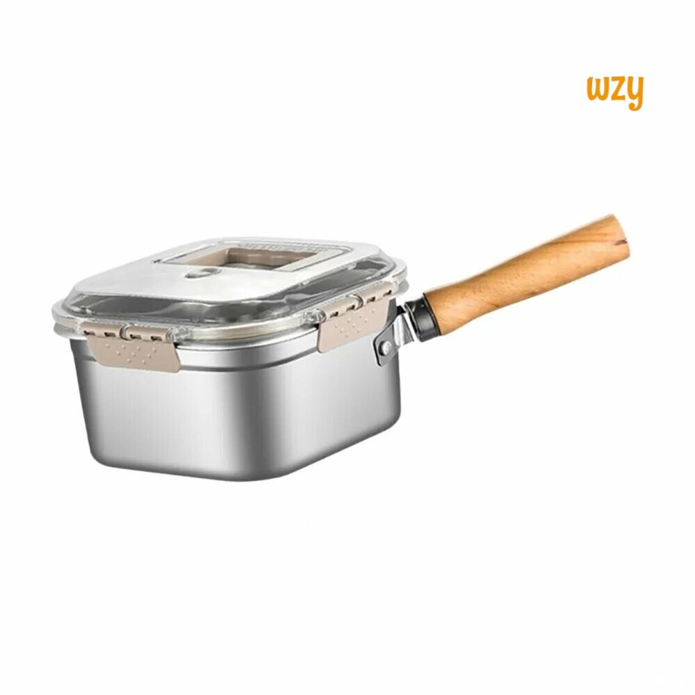 Фритюрница，Квадратная фритюрница с крышкой + корзина для жарки + зажим + подставка для слива，Без нагревателя